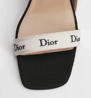 Dior Embroidered Cotton Slingback Sandals With Bow Detailing