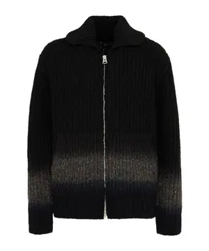 Sacai Garment Dyed Wool Knit Zip-up Cardigan