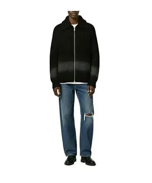 Sacai Garment Dyed Wool Knit Zip-up Cardigan