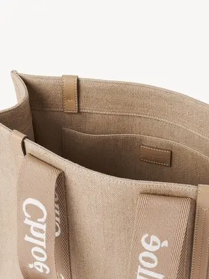 Chloé Woody Medium Tote Bag With Logo Detail - Boy Brown