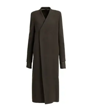 Rick Owens Museum Collarless Boiled Wool Long Coat