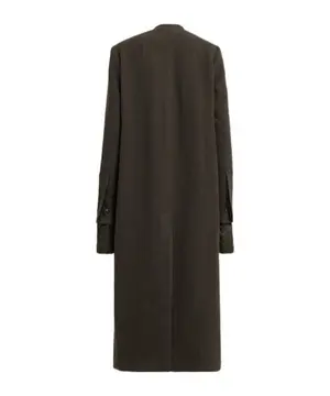 Rick Owens Museum Collarless Boiled Wool Long Coat
