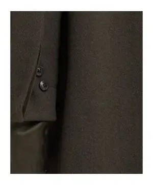 Rick Owens Museum Collarless Boiled Wool Long Coat
