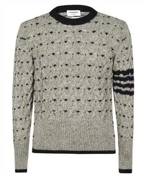 Thom Browne Crewneck Cable-knit Jumper With Signature Striping