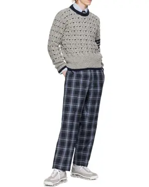 Thom Browne Crewneck Cable-knit Jumper With Signature Striping
