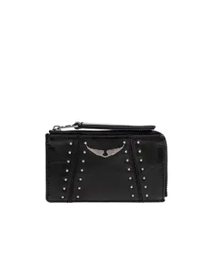 Zadig&Voltaire Studded Wings-detail Leather Wallet - Black