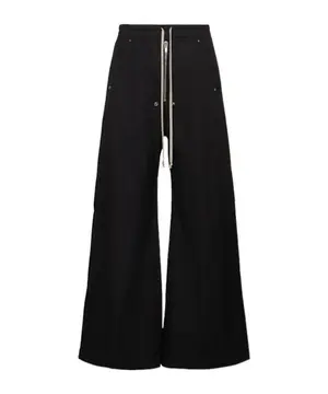 Rick Owens Wide Leg Cotton Pants - Black