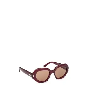TOM FORD Oval Full Rim Sunglasses - Red