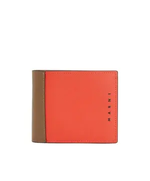 Marni Logo Detailed Bi-fold Wallet - Orange
