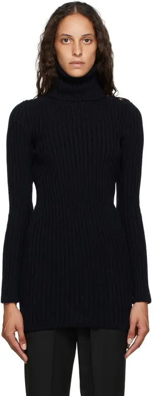 Saint Laurent Ribbed Fold-over Collar Jumper