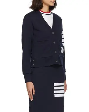 Thom Browne Four-striped Sleeve V-neck Cardigan