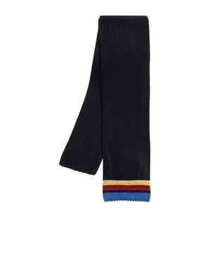 Paul Smith Knitted Neck Tie With Horizontal Stripes - Black