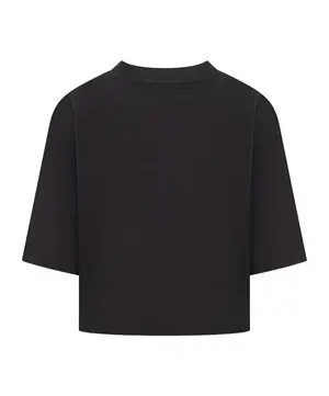 Marni Logo Printed Crewneck Cropped T-shirt - Black