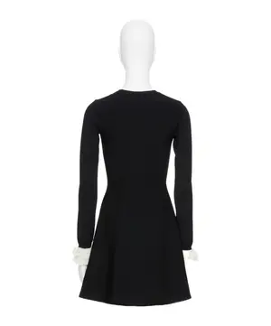 Valentino Garavani Crewneck Long Sleeve Dress With Flared Hem