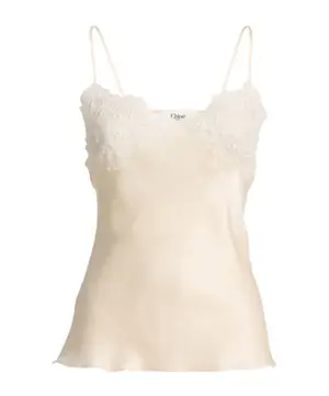 Chloé Silk Camisole With Lace Inserts - White