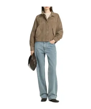 Brunello Cucinelli Suede Leather Jacket With Button Cuffs