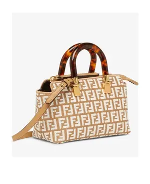 Fendi Small Raffia Boston Bag With Ff Motif