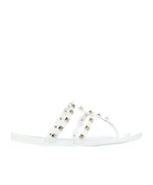 Valentino Garavani Rockstud Open Toe Flat Sandals - White