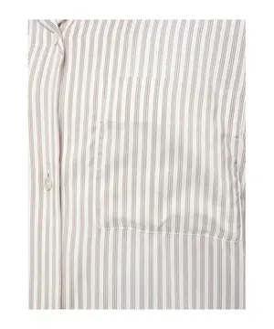 THE ROW Jorge Striped Silk Short Sleeve Shirt - White