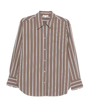 Vince Striped Long Sleeve Shirt With Pocket - Gray