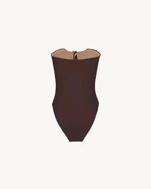 Saint Laurent Strapless Lace-up Swimsuit