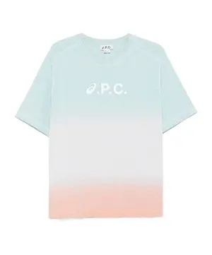 A.p.c. X Asics Logo Printed Gradient T-shirt - Blue