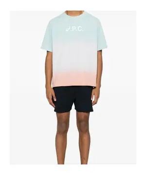 A.p.c. X Asics Logo Printed Gradient T-shirt - Blue