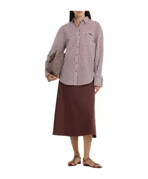 Brunello Cucinelli Wool Blend Midi Skirt - Red