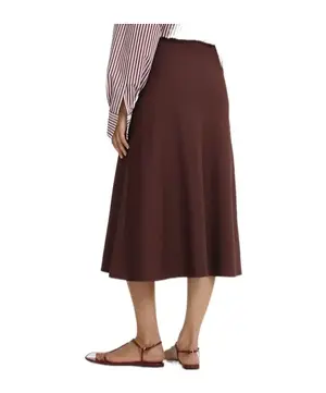 Brunello Cucinelli Wool Blend Midi Skirt - Red