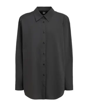 TOTEME Classic Organic Cotton Tumbled Shirt With Button Cuffs - Black