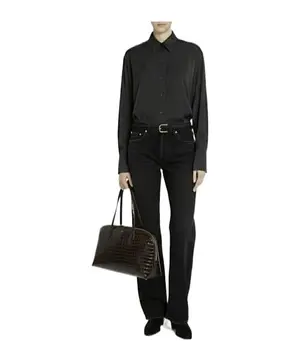 TOTEME Classic Organic Cotton Tumbled Shirt With Button Cuffs - Black