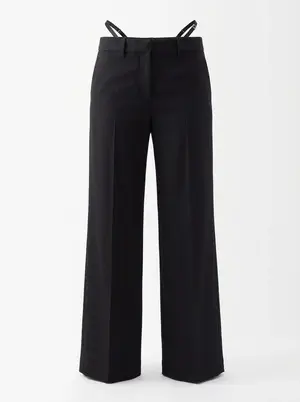 Gucci Front Pleated Trousers With Detachable Leather Detail