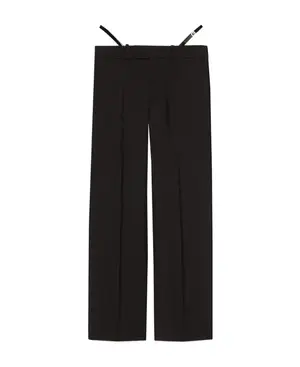 Gucci Front Pleated Trousers With Detachable Leather Detail