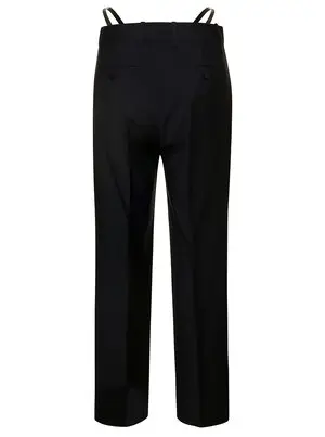 Gucci Front Pleated Trousers With Detachable Leather Detail