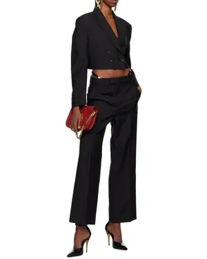 Gucci Front Pleated Trousers With Detachable Leather Detail
