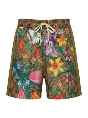 Gucci Gg Flora Print Drawstring Shorts