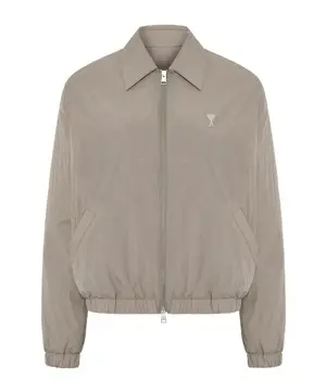 AMI Paris De Coeur Zip-up Bomber Jacket - Nude