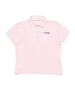 Acne Studios Logo Embroidered Polo Shirt - Light Pink