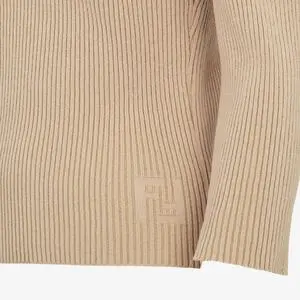 Fendi Square Neck Ribbed 3/4 Sleeve Top