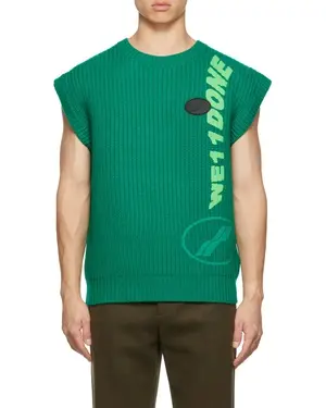We11Done Ribbed Logo-knit Sleeveless Vest