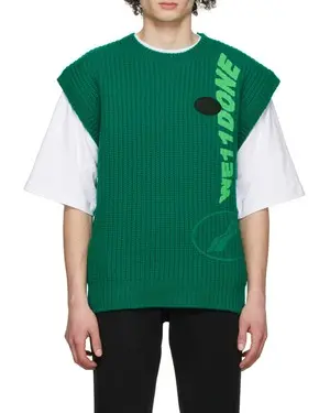 We11Done Ribbed Logo-knit Sleeveless Vest