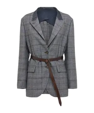 Brunello Cucinelli Prince Of Wales Checked Wool Blazer