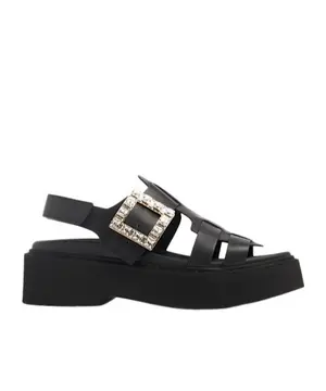 ROGER VIVIER Openwork Sandals With Decorative Buckle