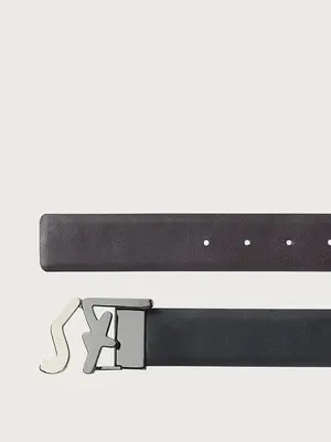 FERRAGAMO Two-tone Logo Buckle Leather Belt