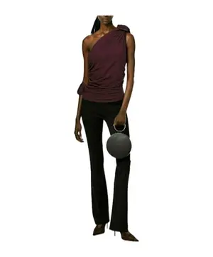 Magda Butrym One-shoulder Draped Jersey Top With Rose Detail