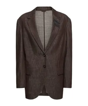 Brunello Cucinelli Cotton Suit-type Blazer With Notched Lapel And Vented Back