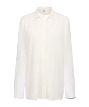 TOTEME Double Collar Ramie Shirt With Button Cuffs - White