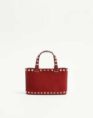 Valentino Garavani Rockstud Mini Suede Shopping Bag - Red