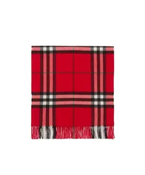Burberry Wide Cross Stitch Ekd Check Scarf - Post Red