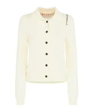 Marni Knit Buttoned Cardigan With Embroidered Detail